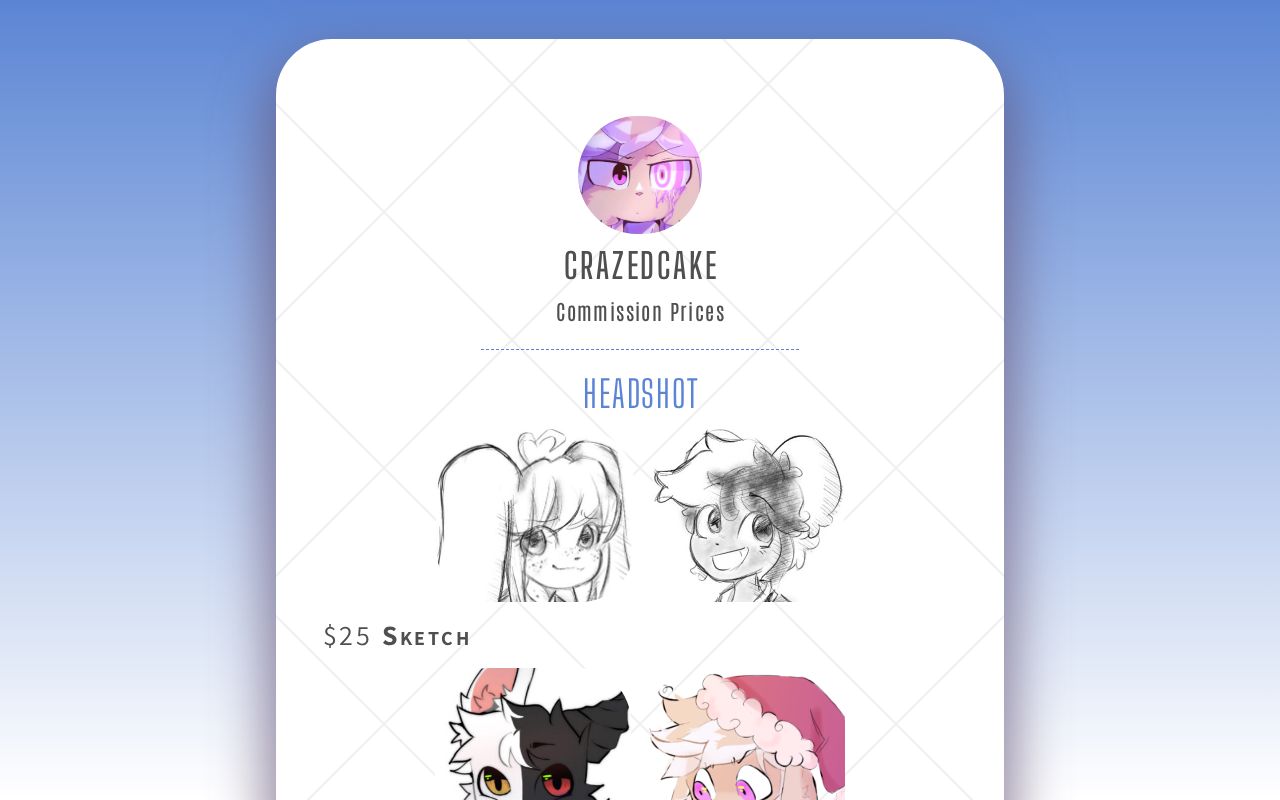CrazedCake Commission Prices